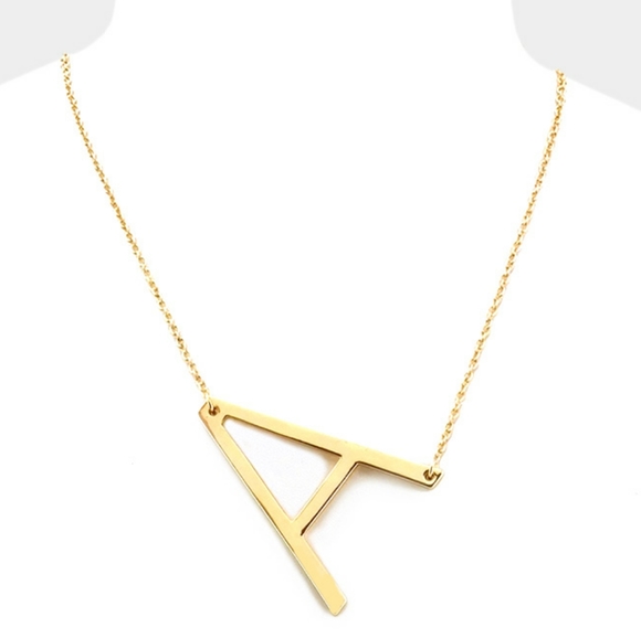 iFashionBox | Jewelry | Gold Monogram A Large Initial Pendant Chain ...
